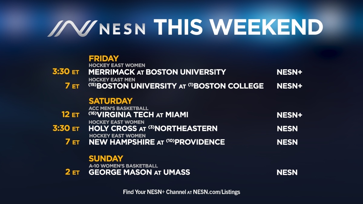 BU-BC Hockey East Clash Head's NESN College TV Weekend Schedule