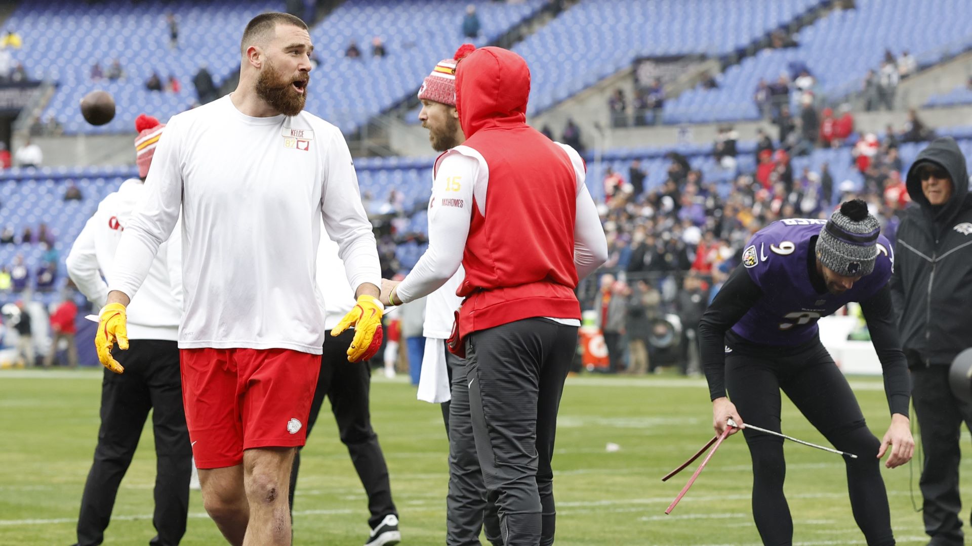 Travis Kelce Messes With Justin Tucker Before AFC Title Game